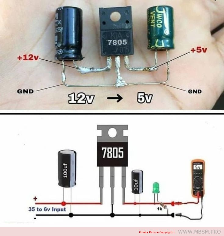 Mbsm.pro, 7805, 12/5Volt, Regulator, Circuit, Diagram - MBSM DOT PRO